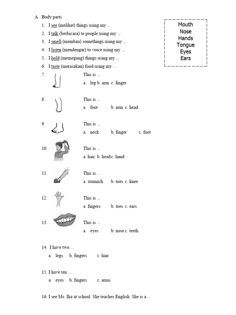Soal TAS 1 Kelas 1 SD | PDF | Human Anatomy