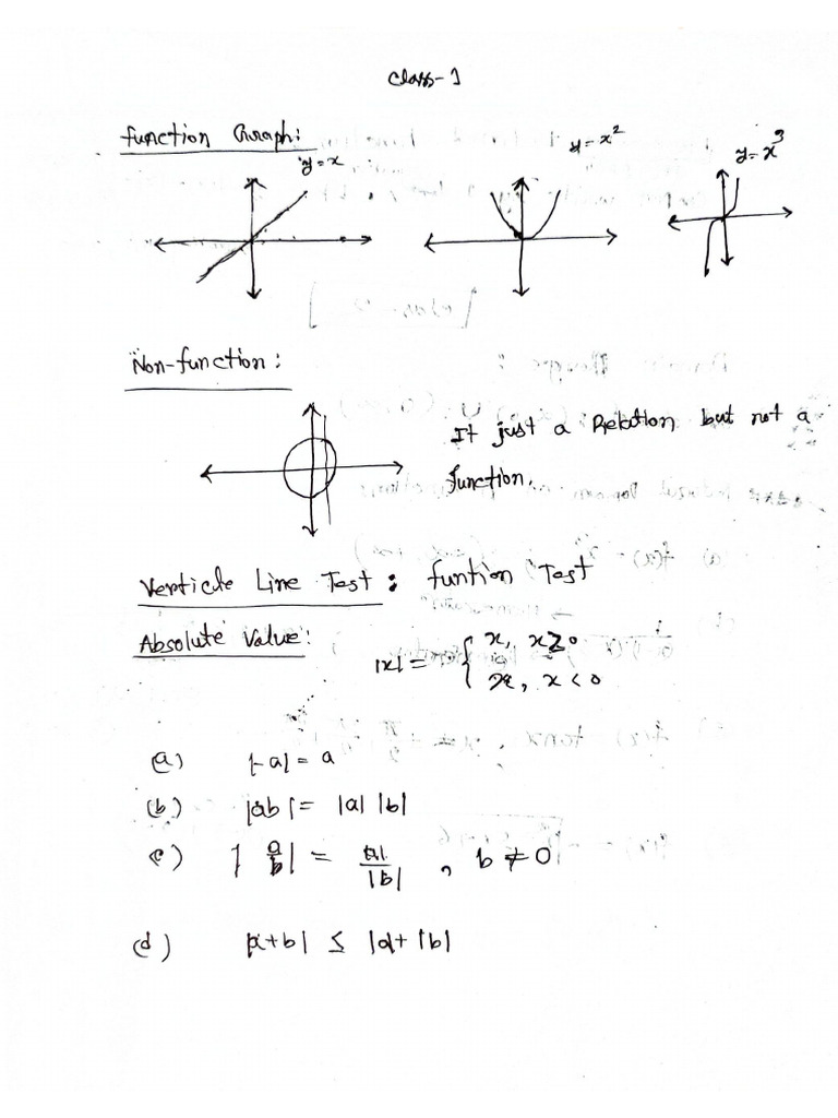 Function Class Note - MAT101 | PDF