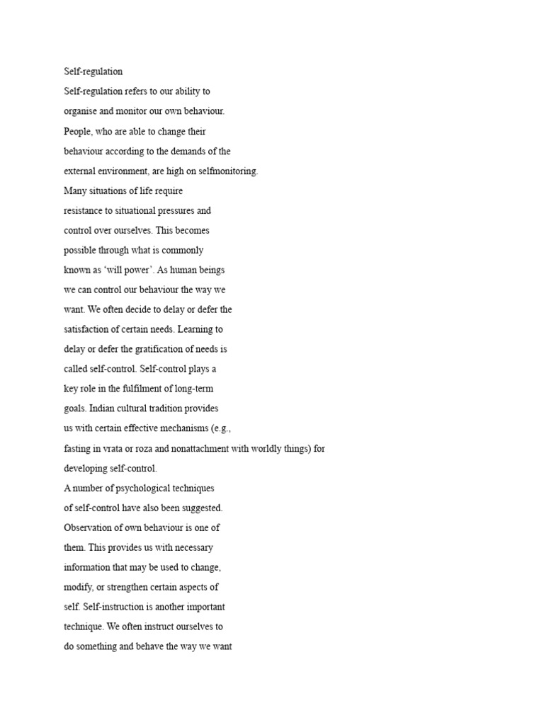 Self | PDF | Self Control | Self-Management Self | PDF | Self Control | Self-Management