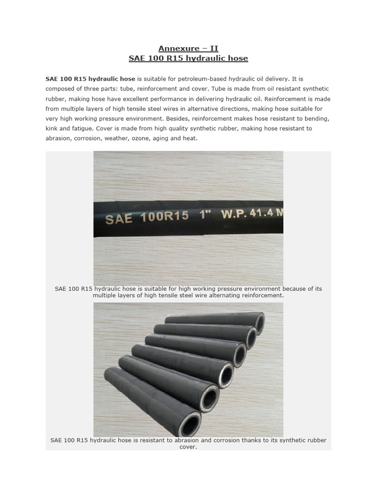 SAE 100 R15 hydraulic hose | PDF | Pipe (Fluid Conveyance) | Hose