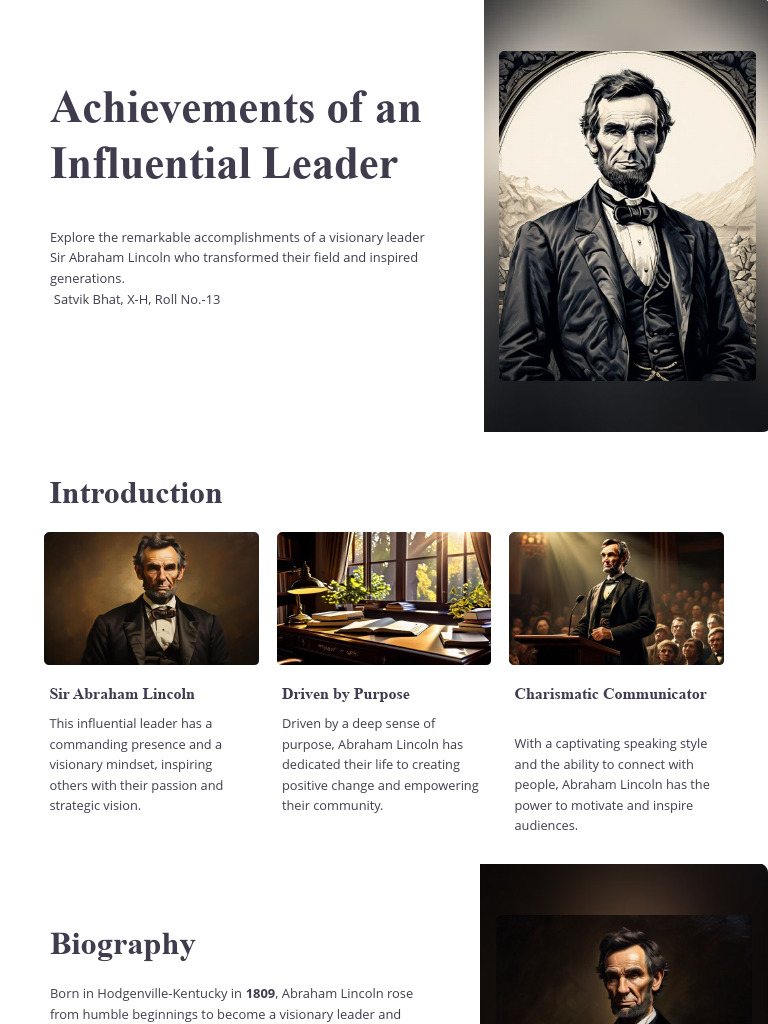 Achievements of an Influential Leader | PDF | Leadership | Abraham Lincoln