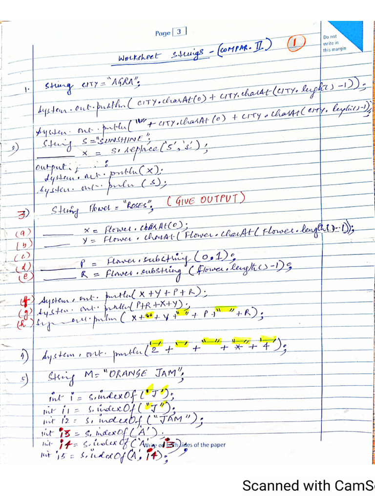 String worksheet II | PDF