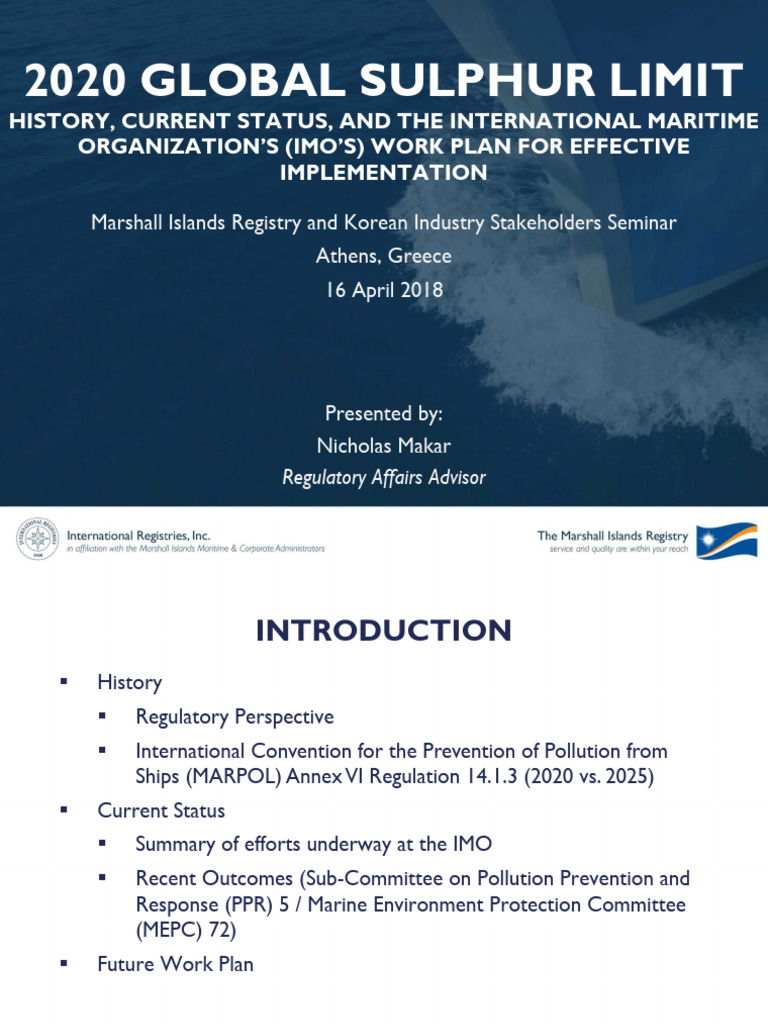 2020 Global Sulphur Cap A Regulatory Perspective | PDF