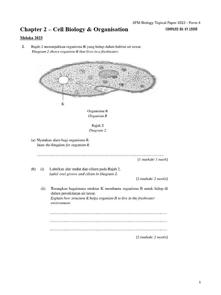 SPM 2023 Biology Topical Paper Form 4 | PDF | Biotechnology | Biochemistry