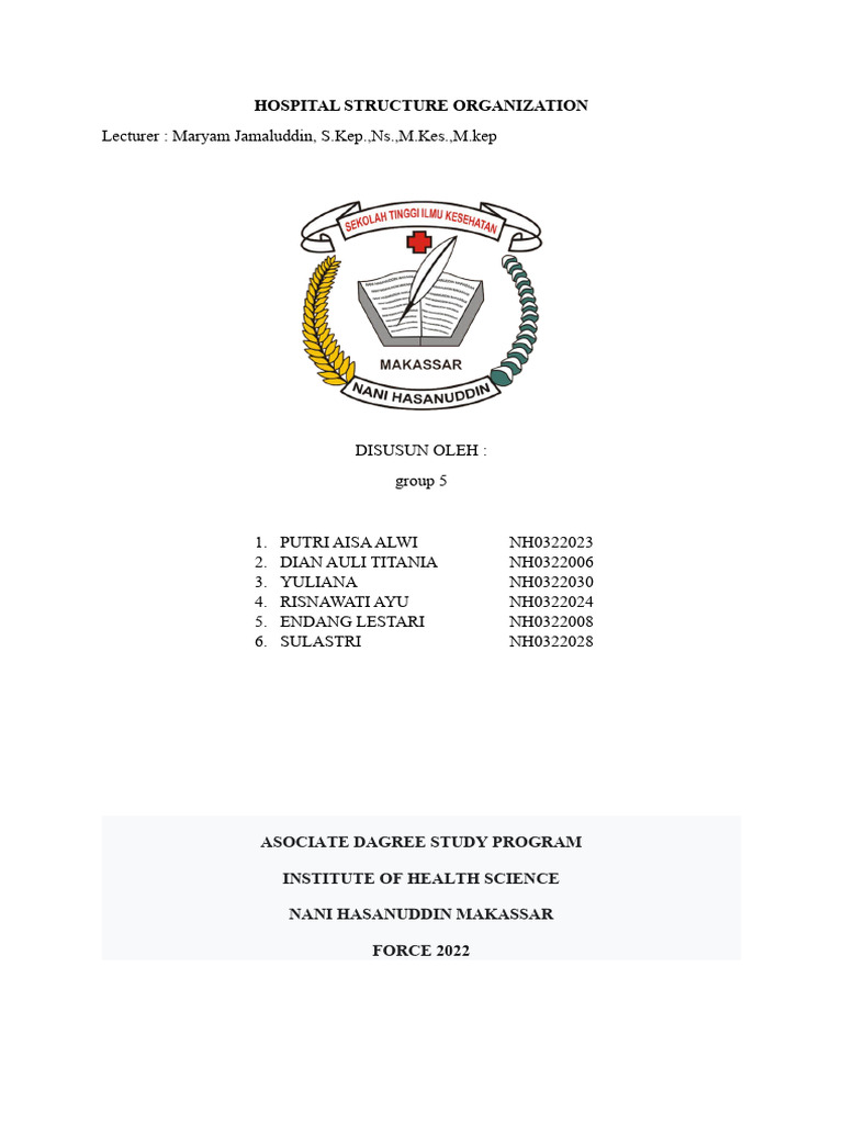 Hospital Structure Organization 2 | PDF | Nursing | Hospital