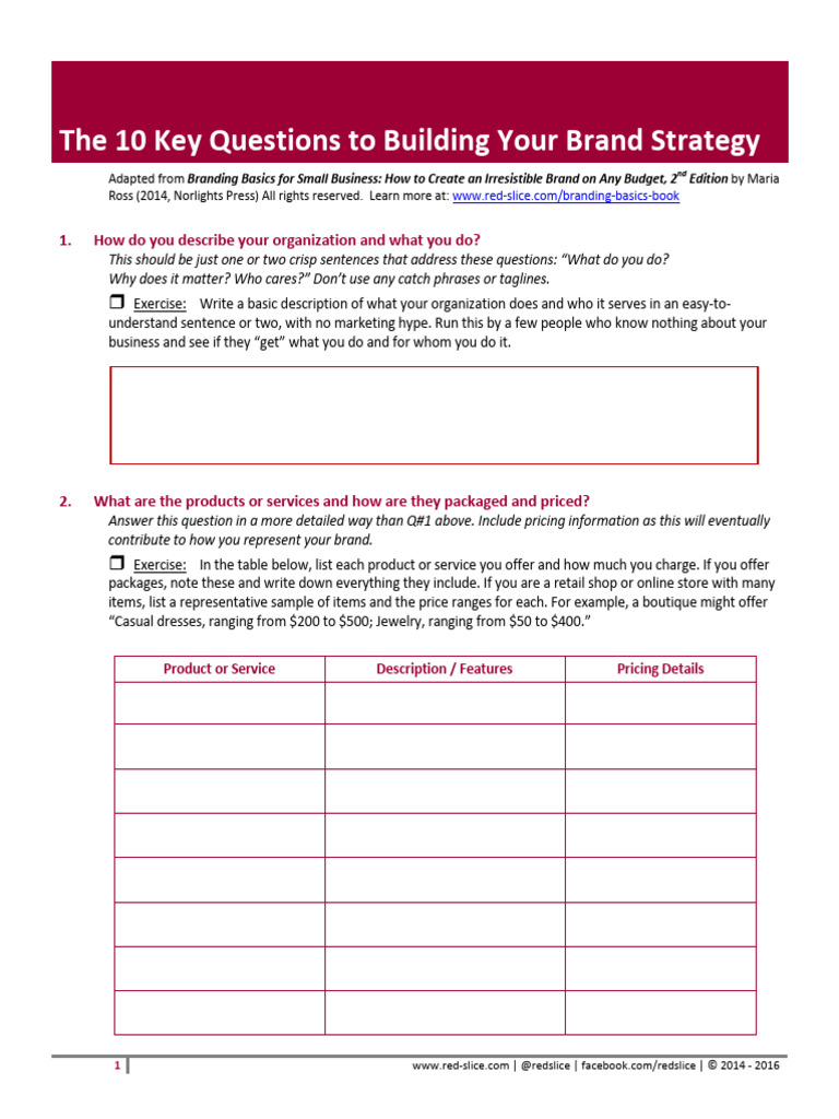 10 Questions Brand Strategy MariaRoss | Download Free PDF | Brand ...