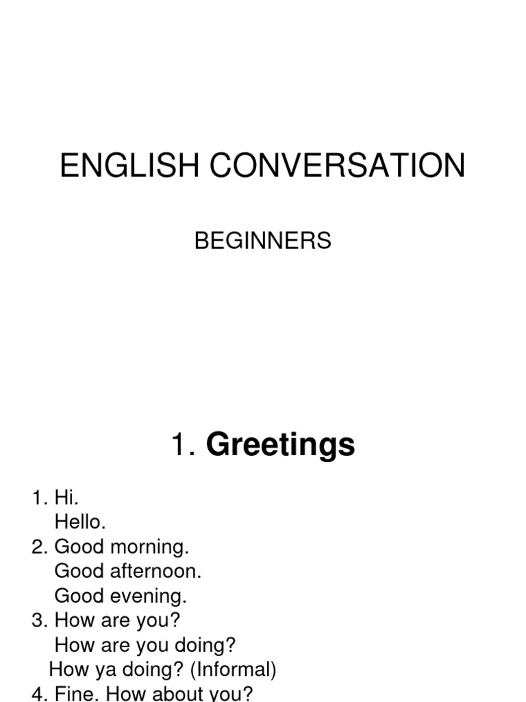 English Conversation Beginner | PDF