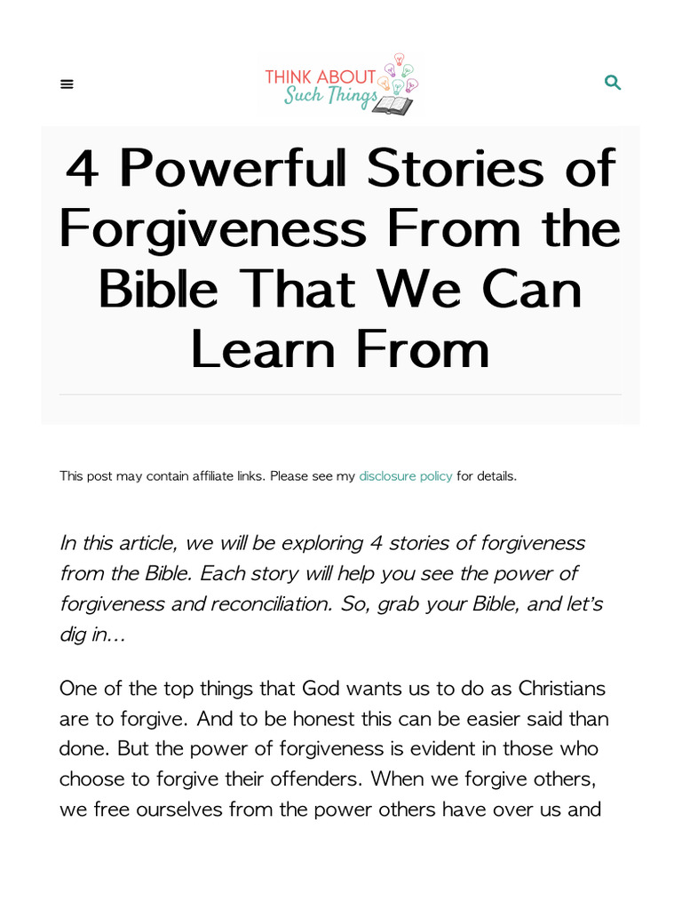 4 Bible Stories on Forgiveness | PDF | Forgiveness | Jesus