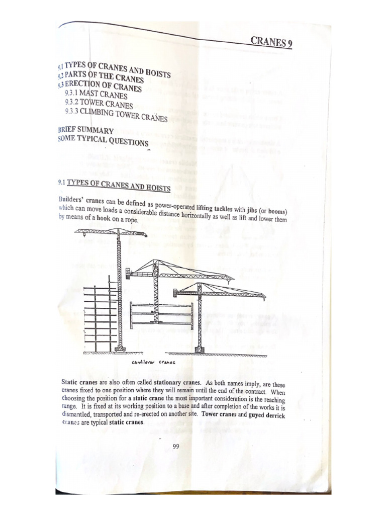 Types of Cranes | PDF