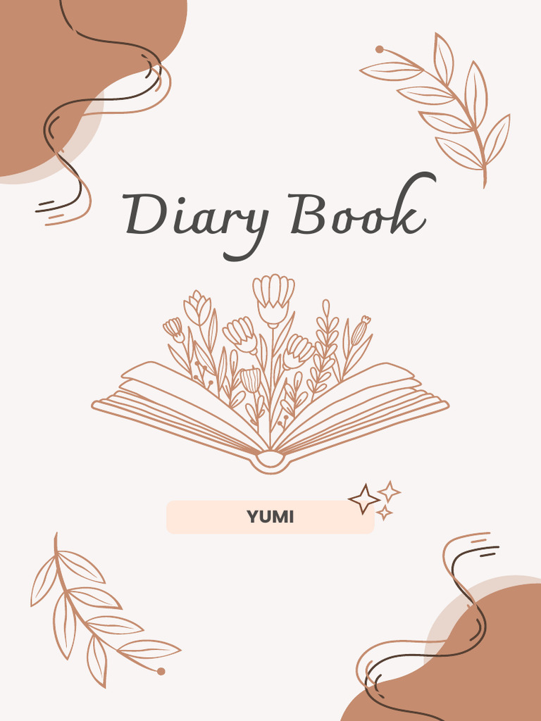 Brown Cute Aesthetic Diary Book Cover A4 Document | PDF