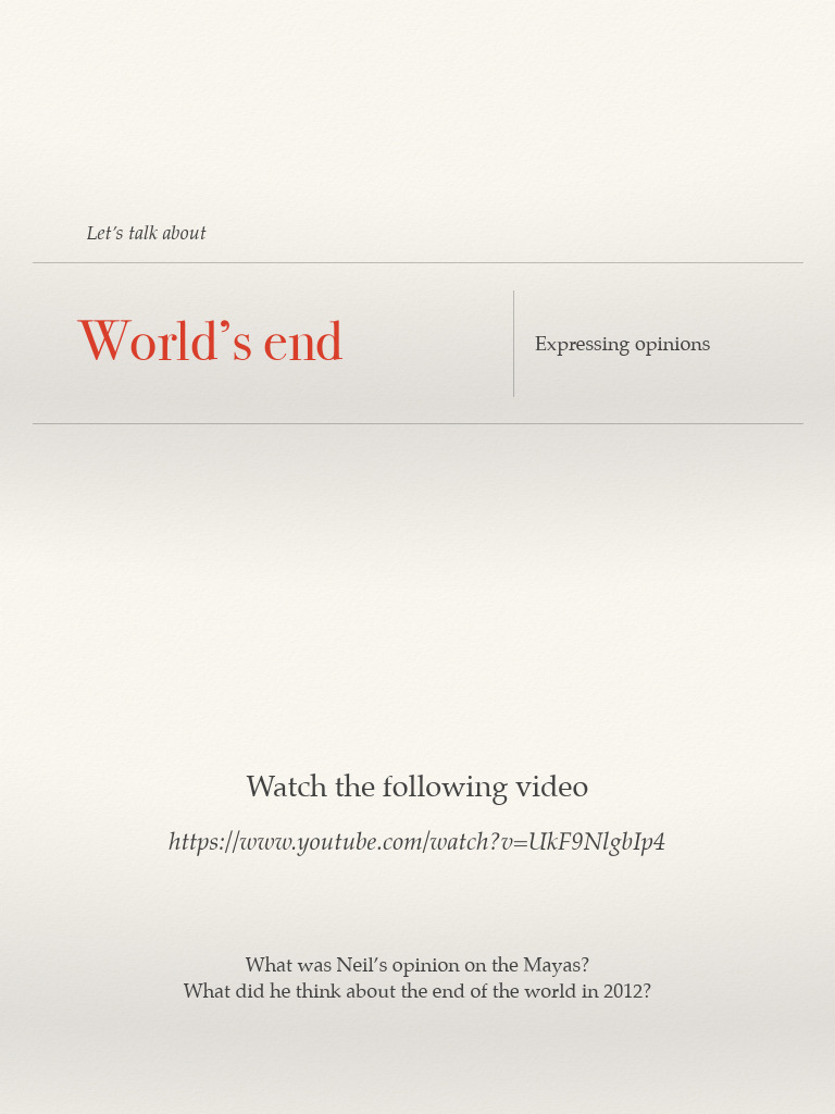 Expressing Opinions on World’s End | PDF | Cognition
