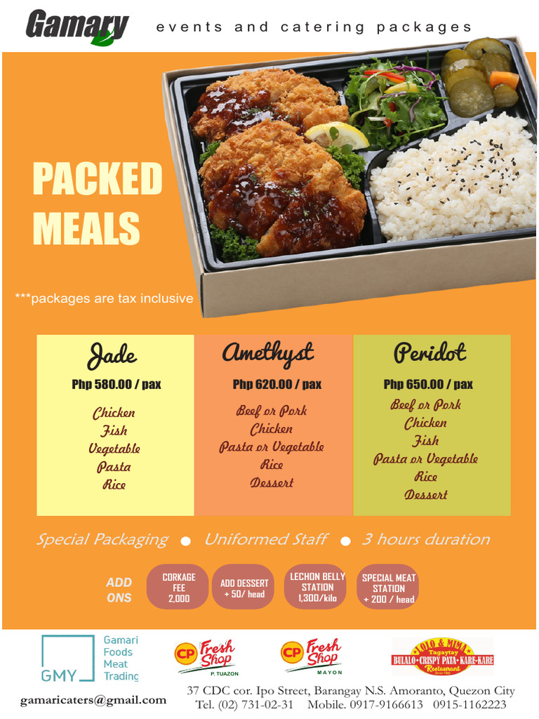 Gamari Catering Updated W Celebs | PDF | Soup | Beef