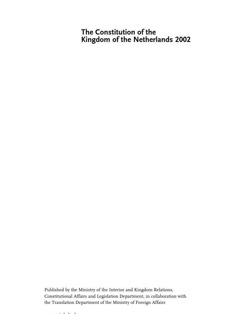 The Constitution of The Kingdom of The Netherlands 2002 | PDF | Oath Of ...