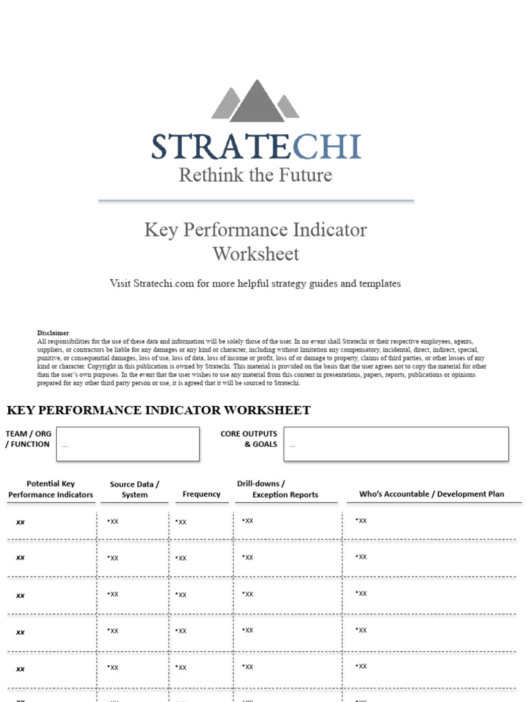 Stratechi - Key Performance Indicator (KPI) Worksheet Template | PDF