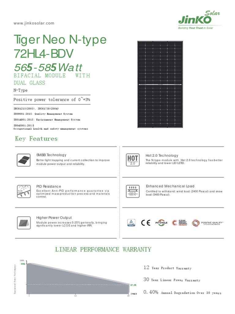 Jkm565-585n-72hl4-Bdv-F4c3-En (Iec 2005) | PDF | Reliability ...