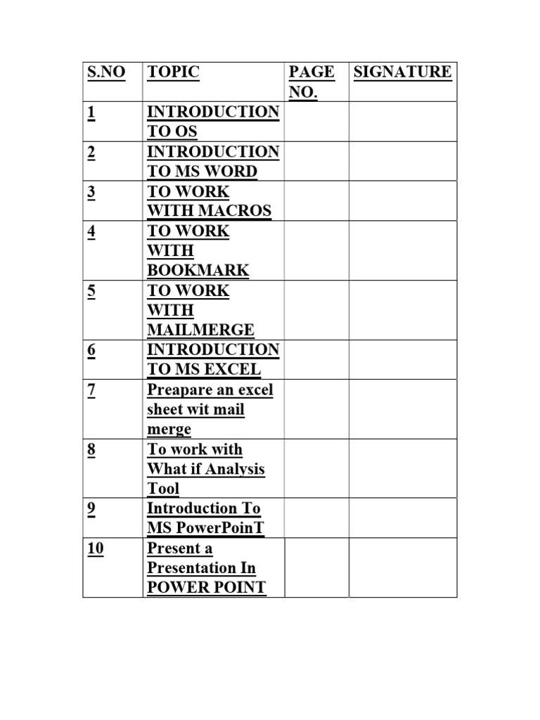 BCA-105 Practical Software Lab | PDF | Microsoft Excel | Operating System