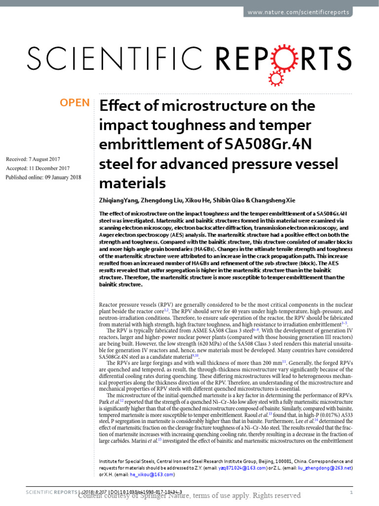 Effect Of Microstructure On The Impact Toughness A Pdf Heat Treating Steel