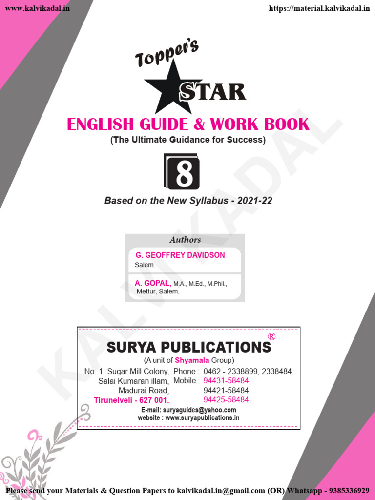 8TH - Topper's Star - English Guide & WB | PDF | Verb | Word