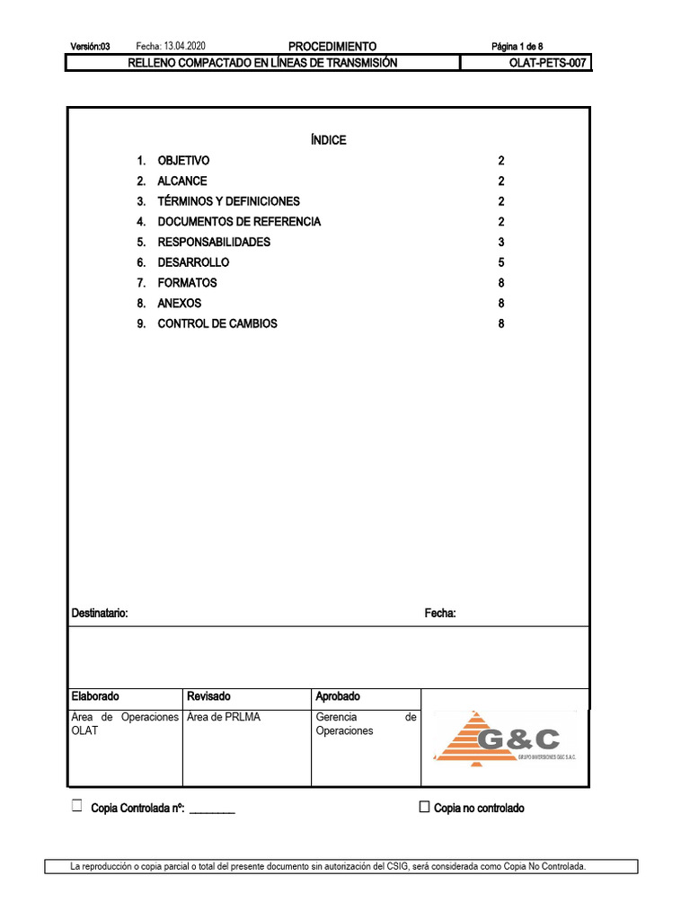 OLAT-PETS-07. Relleno Compactado LT | PDF | Seguridad y salud ocupacional | Transmisión de ...