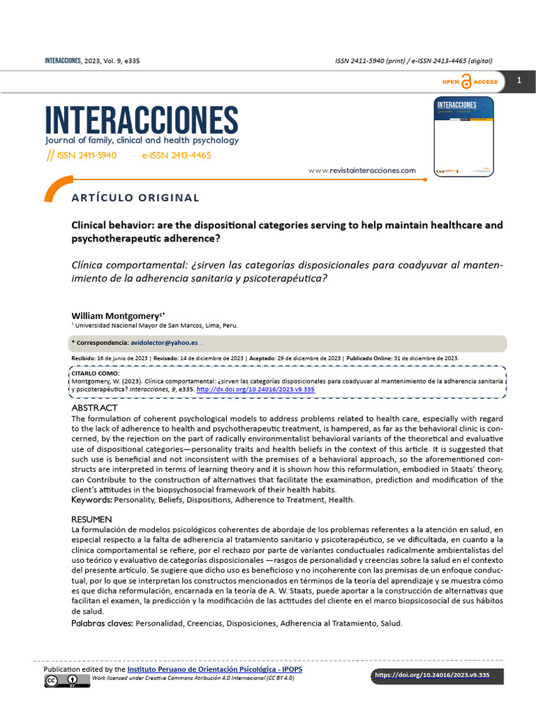 Clínica Comportamental ¿Sirven las categorías disposicionales para ...