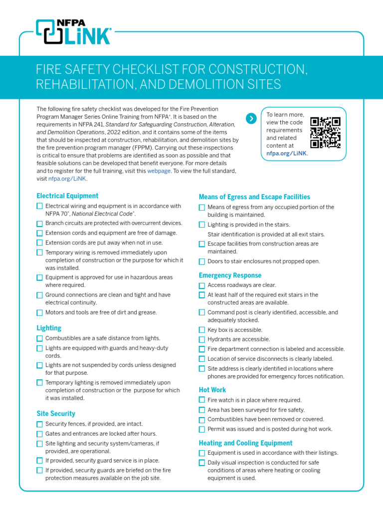 Fire Safety Checklist | PDF | Fire Safety | Fires