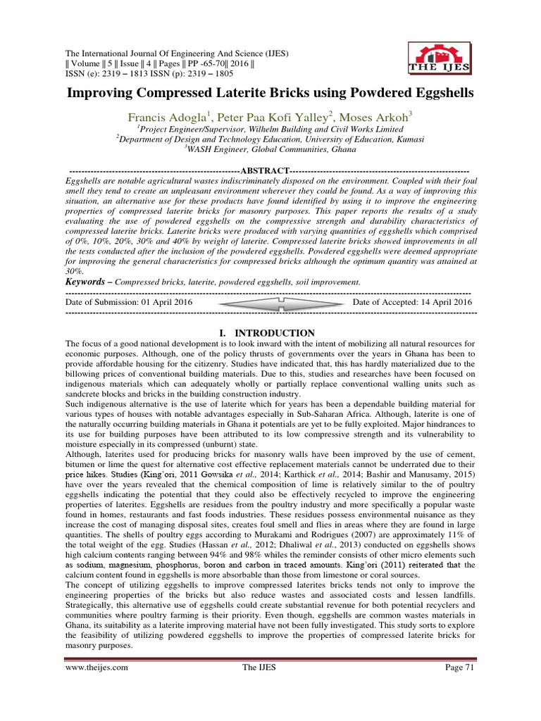 Improving Compressed Laterite Bricks Usi | PDF | Brick | Porosity