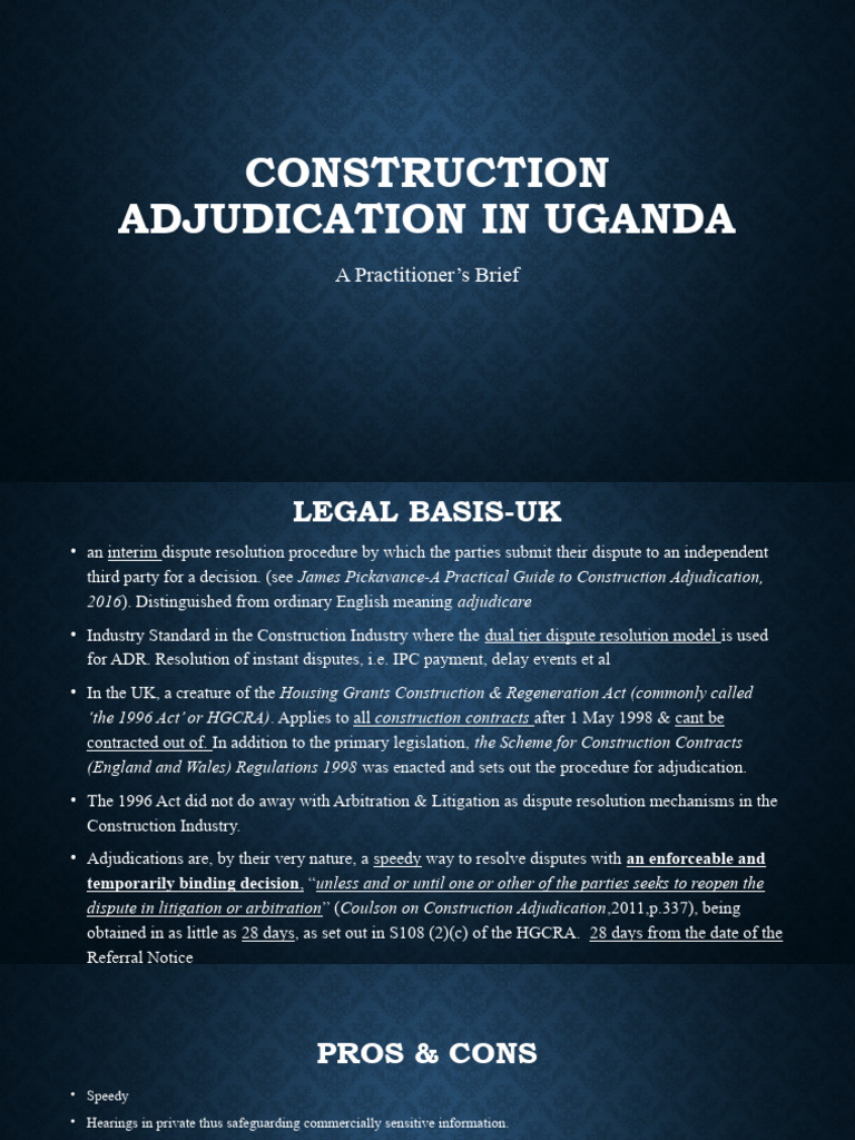 Construction Adjudication in Uganda - ULS Presentation | PDF ...