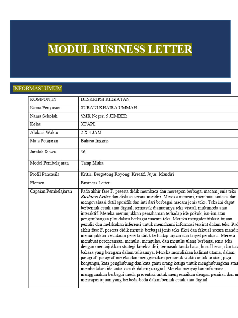 Modul Business Letter | PDF