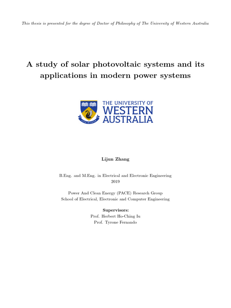 Thesis Doctor of Philosophy Zhang Lijun 2019 | PDF | Solar Power ...