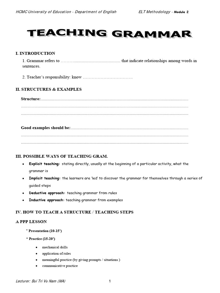 (Elt2-Handout) Teaching Grammar 2015 | PDF | Reading Comprehension ...