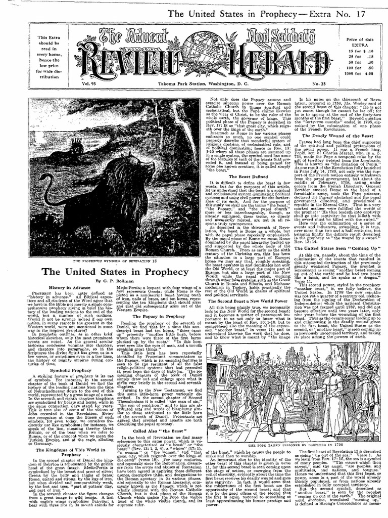 Advent Review and Sabbath Herald - May 8, 1916 | PDF | The Beast ...