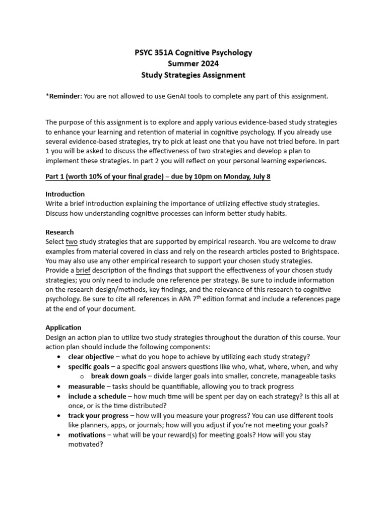 Cognitive Psychology Study Strategies Guide | PDF | Learning | Motivational