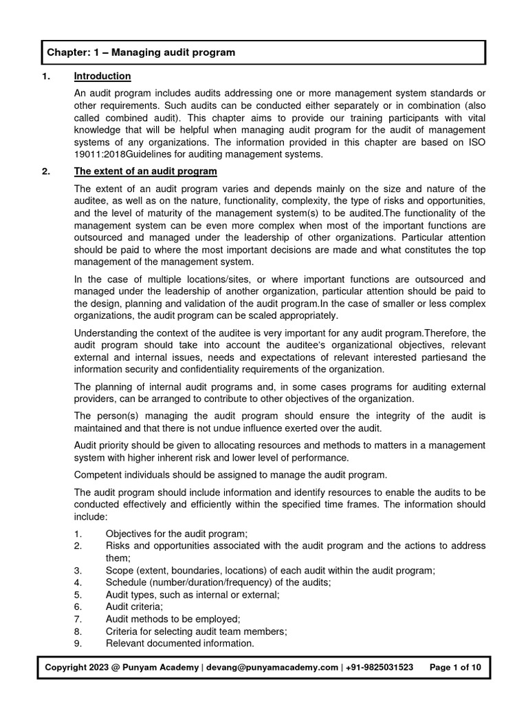 Chapter 1 Managing Audit Program | PDF | Audit | Information Security