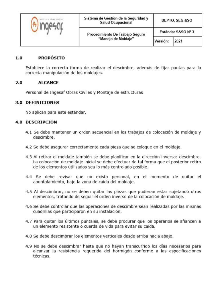 ESSO-13 - Manejo de Moldajes | PDF ESSO-13 - Manejo de Moldajes | PDF