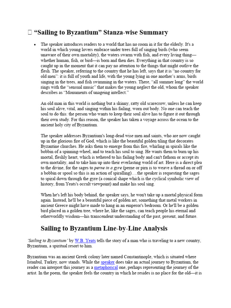 Sailing To Byzantium | PDF