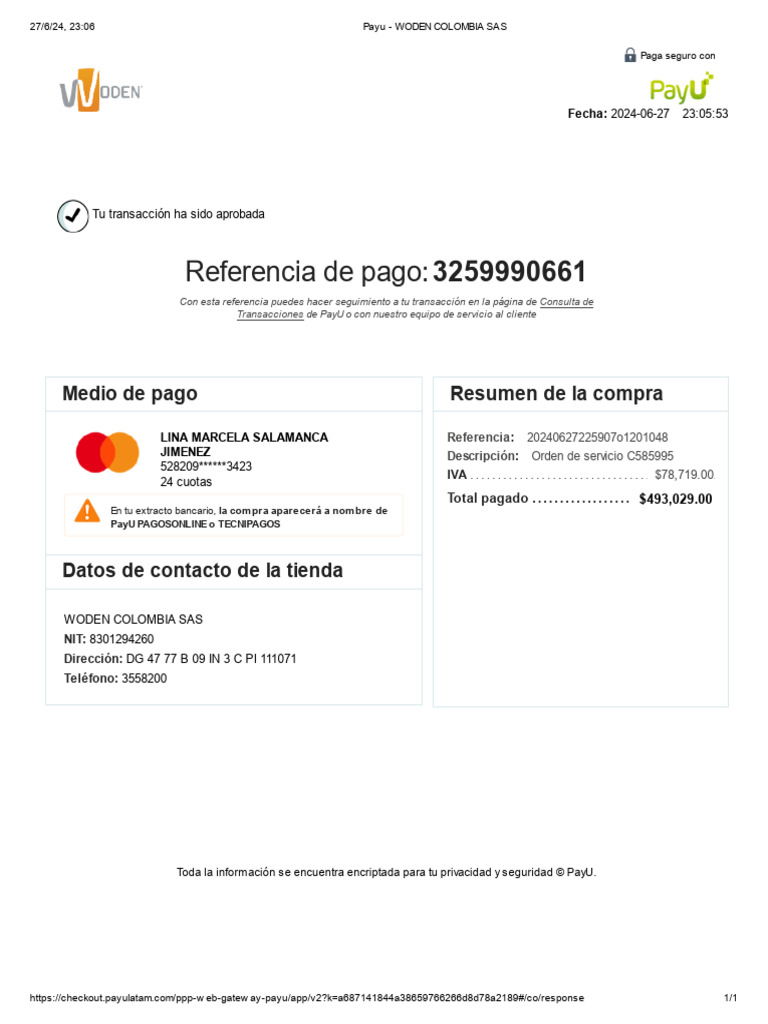 Payu - WODEN COLOMBIA SAS | PDF | Finanzas y dinero