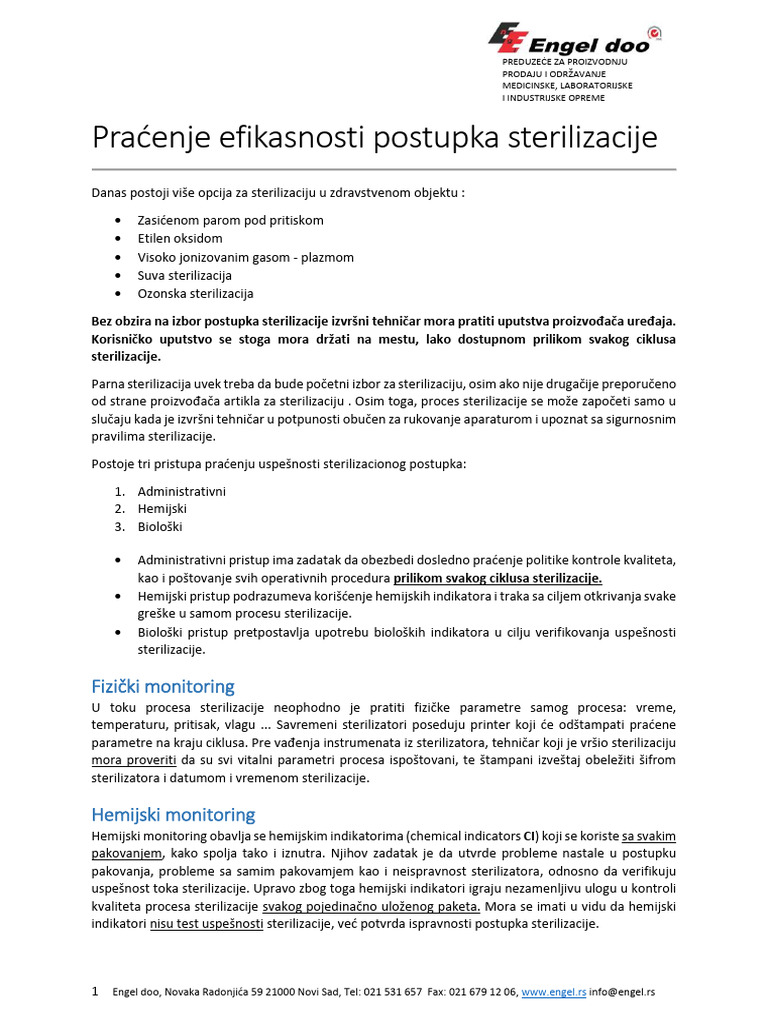 Kontrola Kvaliteta Pri Sterilizaciji | PDF