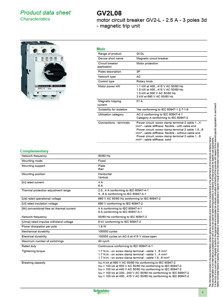 DT1 - TESYS Motors Starters GV2L08 | PDF | Alternating Current ...
