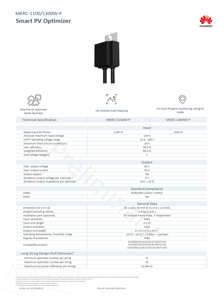 Smart PV Optimiser MERC-1100W-P & 1300W-P | PDF