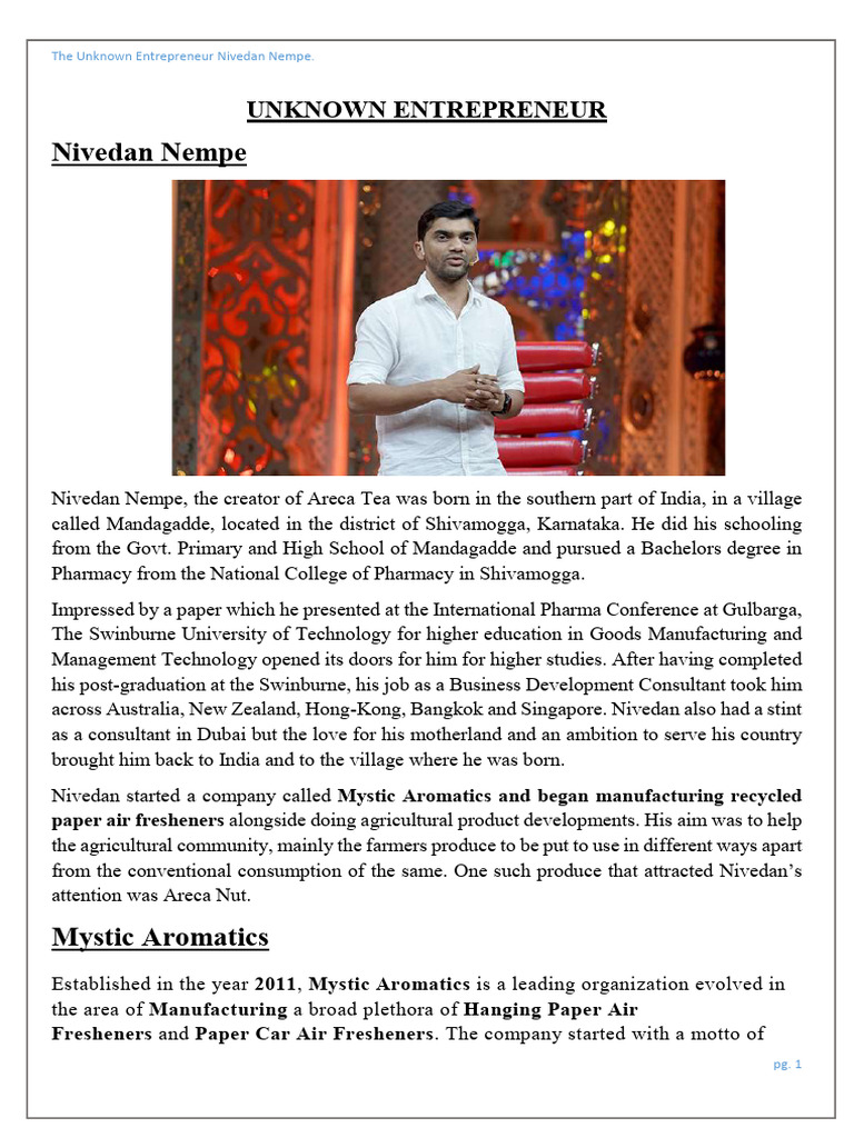 The Unknown Entrepreneur Nivedan Nempe | PDF