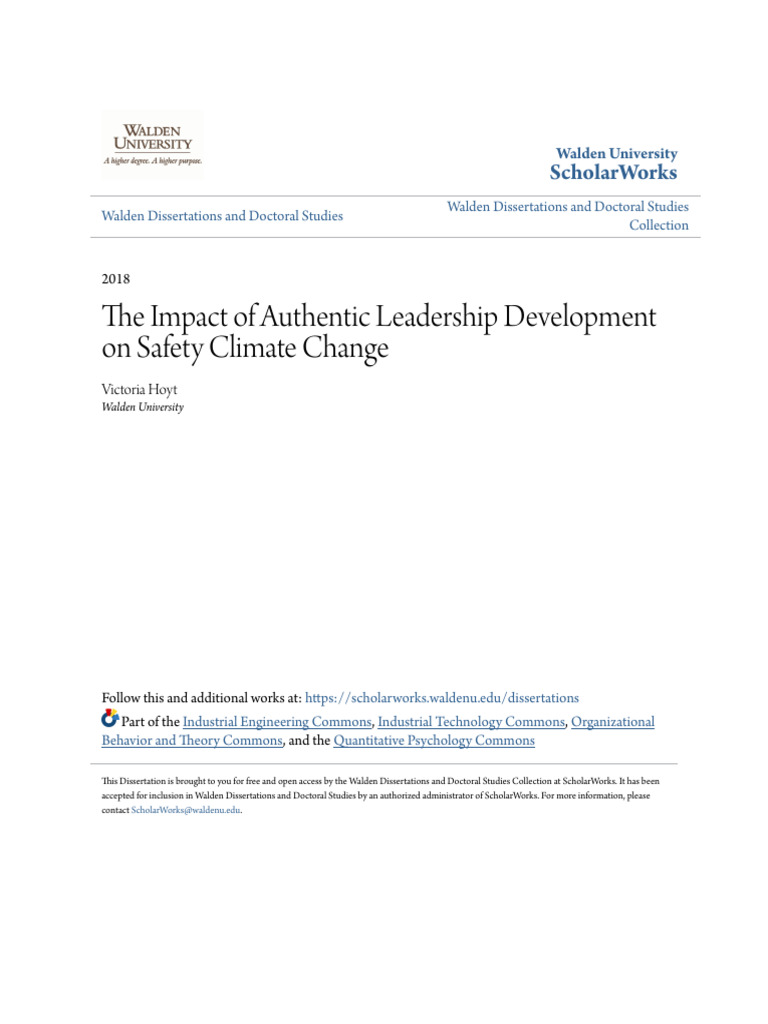 The Impact of Authentic Leadership Development On Safety Climate | PDF | Leadership | Safety