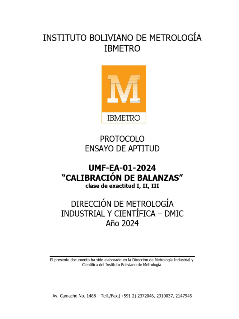 UMF-EA-PE-001-F02 Protocolo de Ensayo de Aptitud - 0 | PDF | Calibración | Metrología