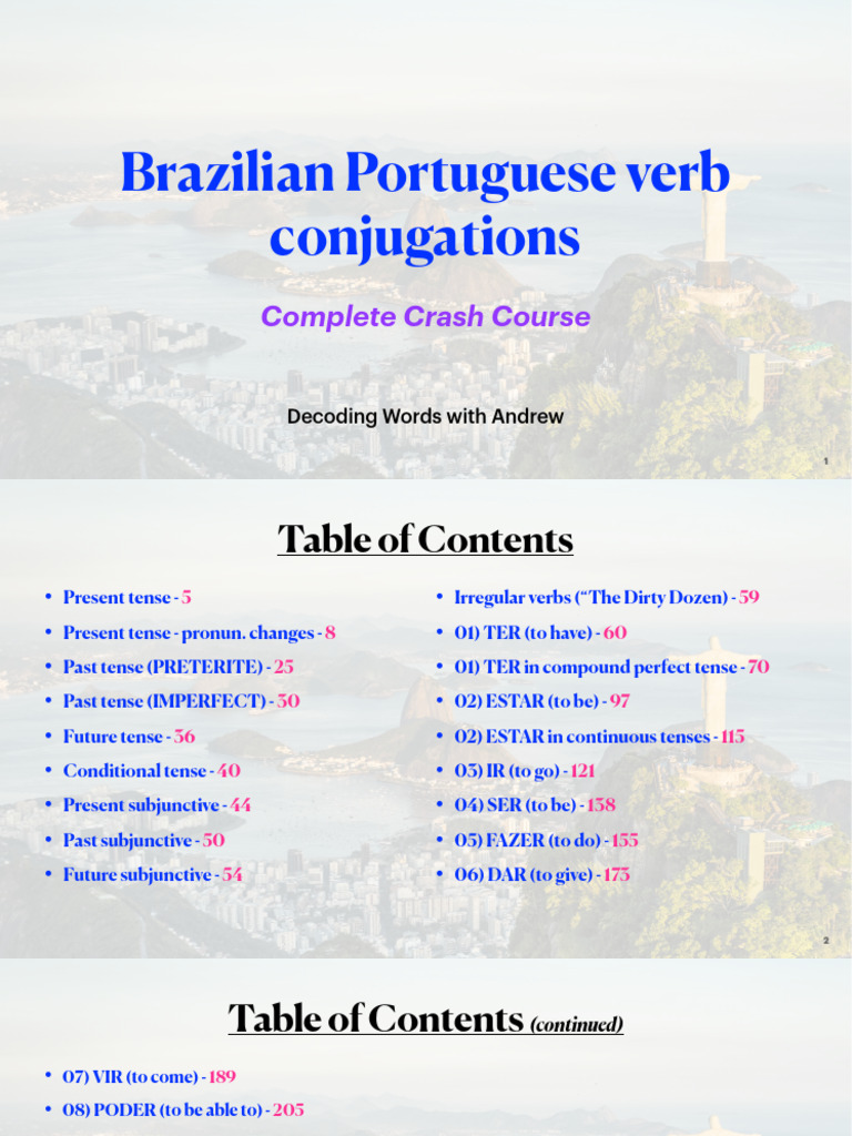 Brazilian Portuguese Verb Conjugation Guide | PDF | Grammatical Tense ...