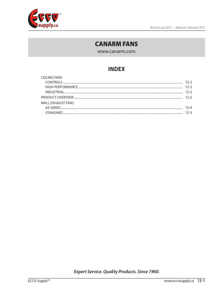 Canarm Fans | PDF | Manufactured Goods