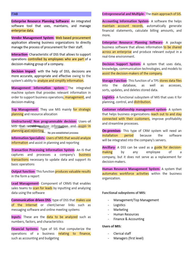 Itab Finals Quiz | PDF | Customer Relationship Management | System