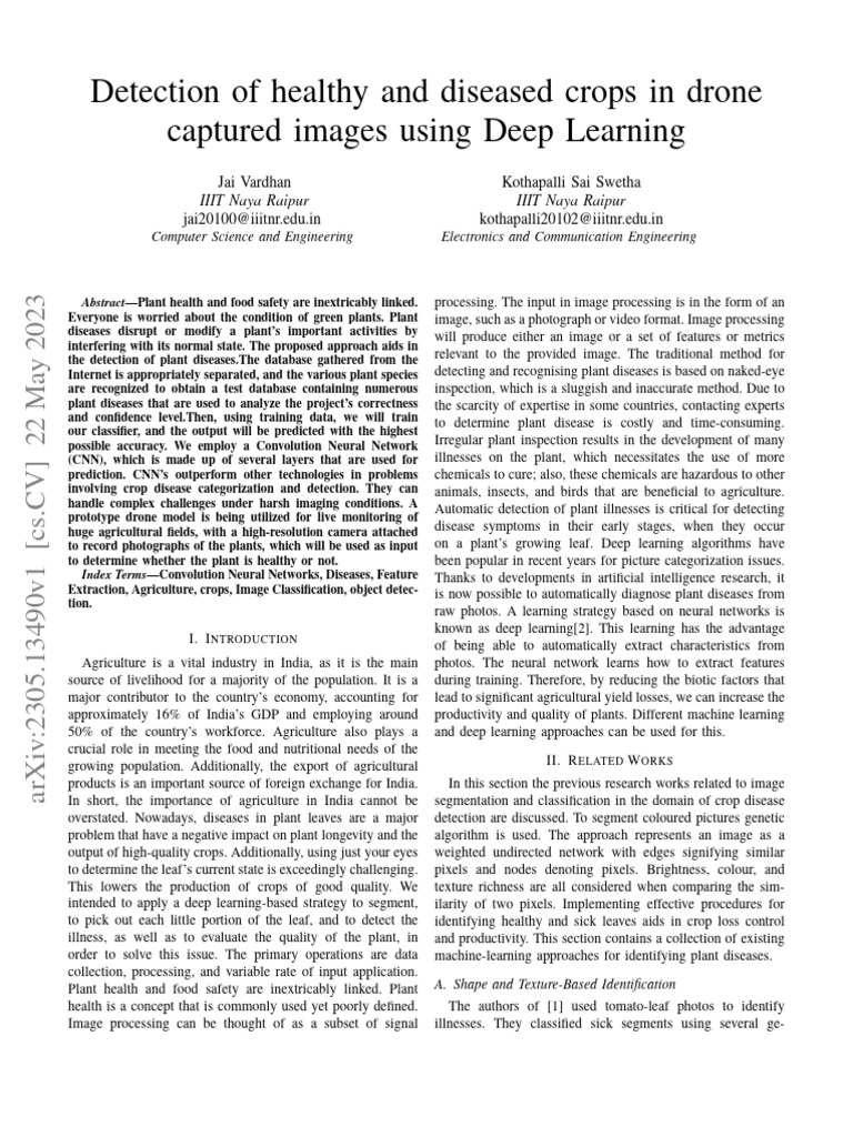 Detection Of Healthy And Diseased Crops In Drone Pdf Image Segmentation Applied Mathematics
