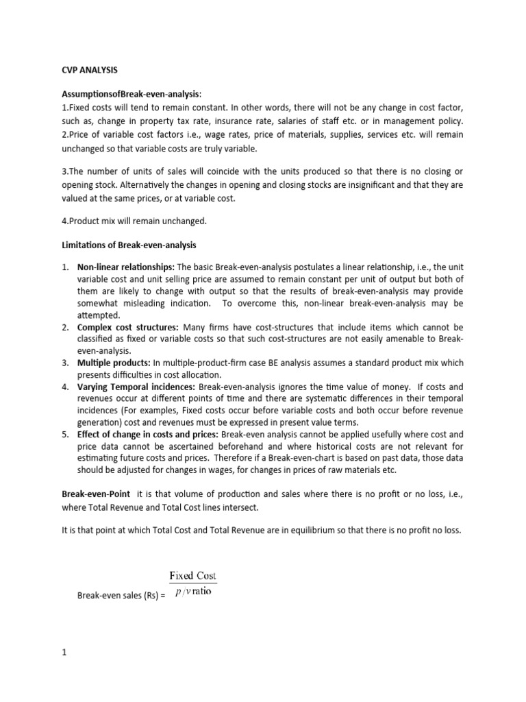 Cost Volume Profit Analysis Pdf Economies Business