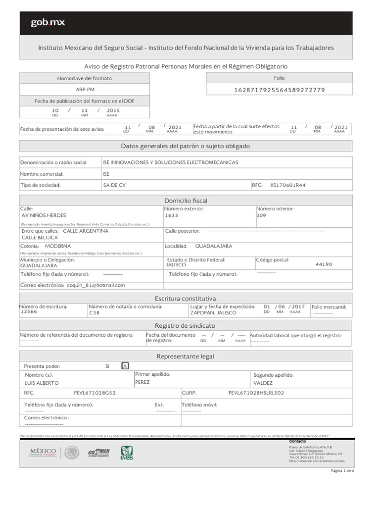 Registro Patronal IMSS para ISE SA de CV | PDF | México | Bienestar
