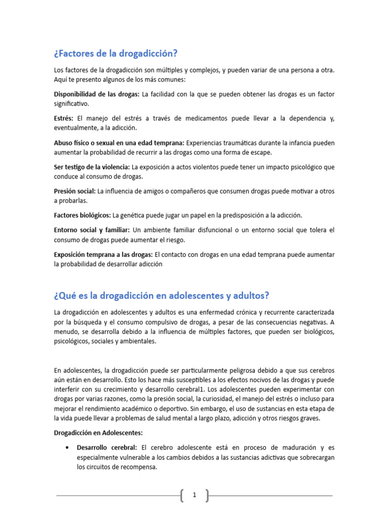 Factores de la drogadicción | Descargar gratis PDF | La dependencia de sustancias | Alcoholismo