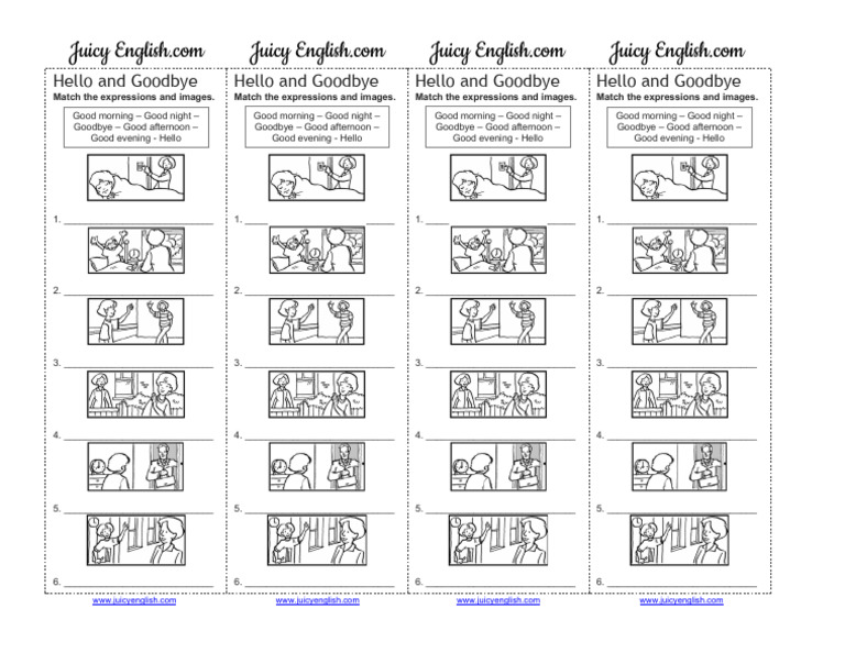 Hello and Goodbye Expressions Match | PDF | Language Arts & Discipline ...